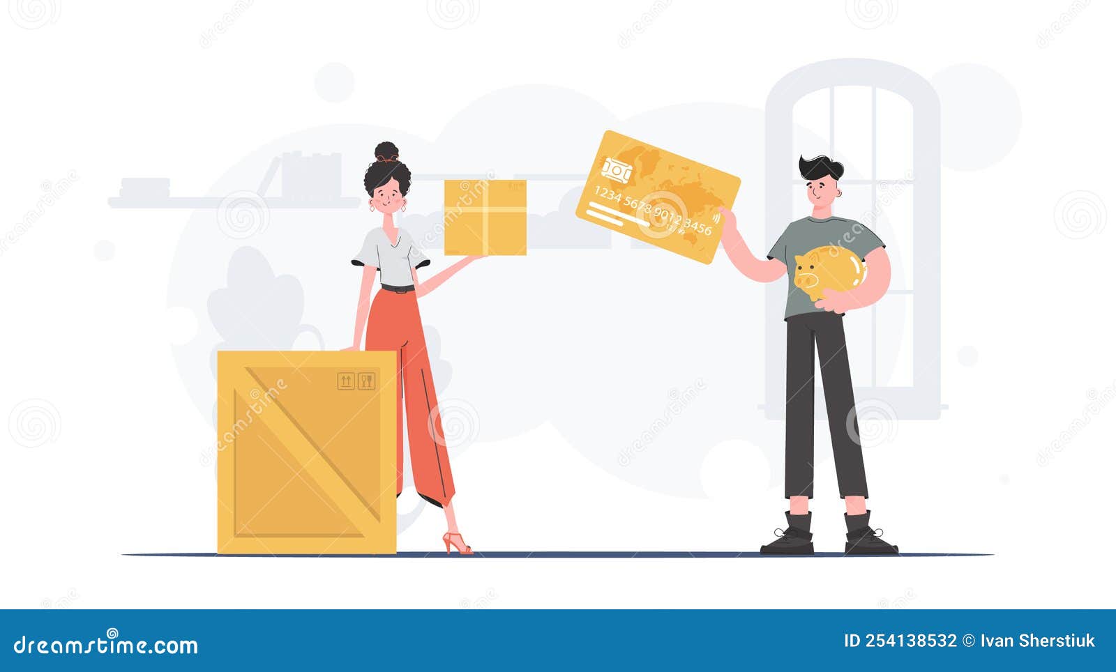 Parcel Delivery Concept. Vector. Cartoon Style. Stock Vector ...