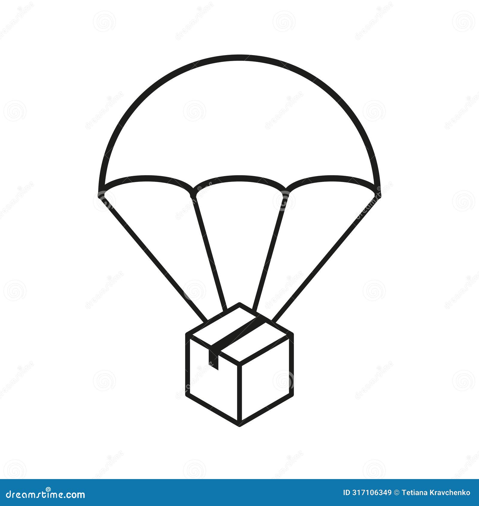 Parcel Delivery Concept. Vector Parachute Package. Airborne Cargo ...