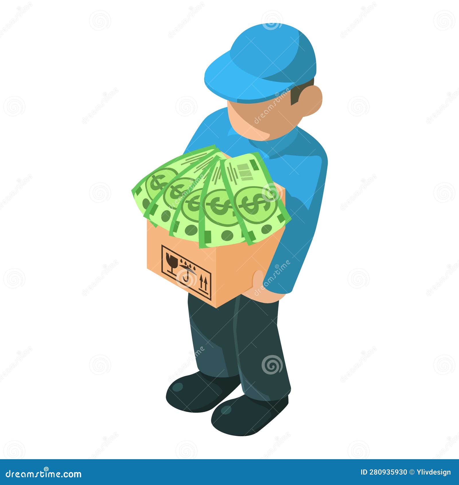 Parcel Delivery Icon Isometric Vector. Human with Postal Parcel and ...