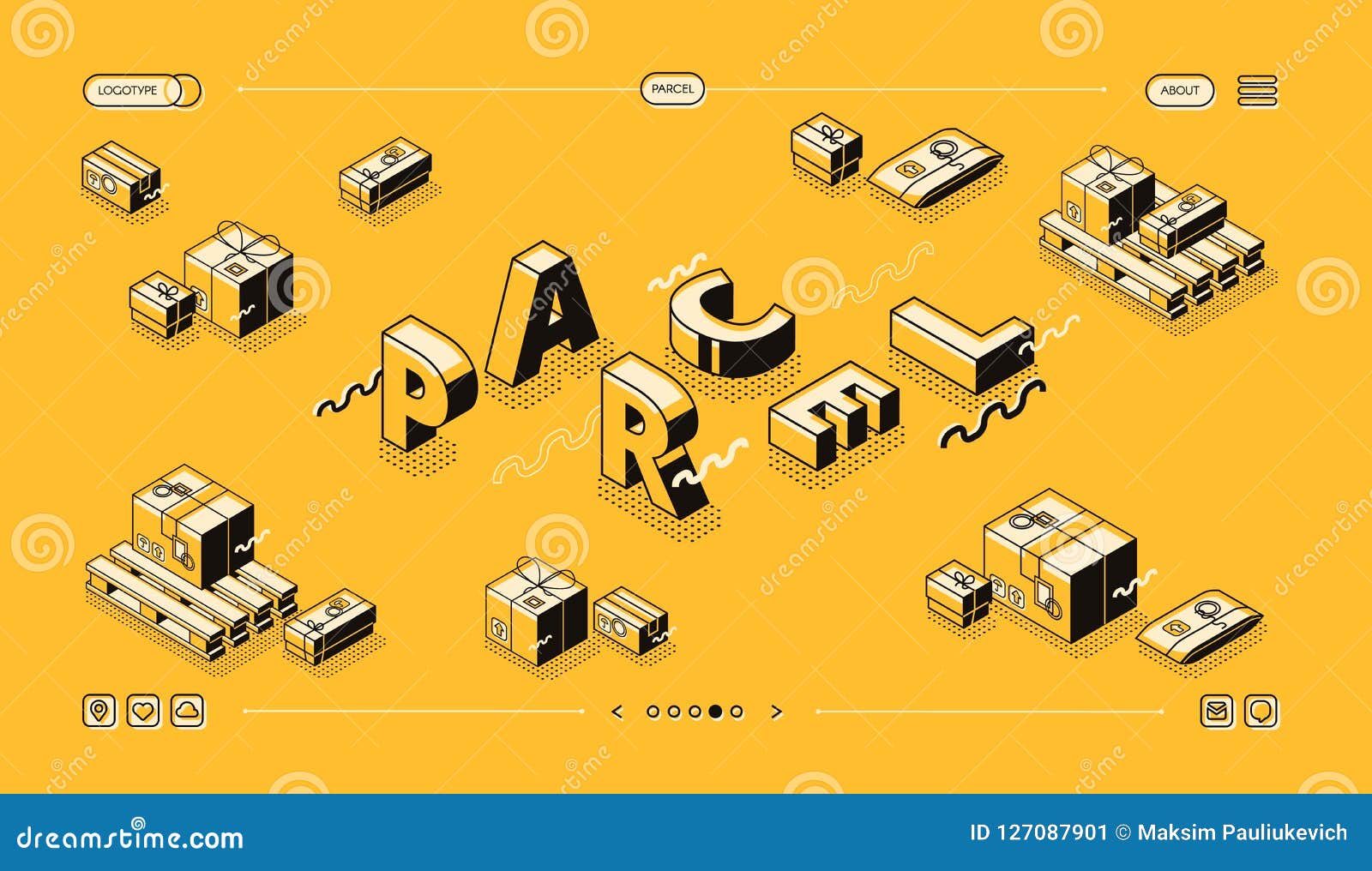 Parcel Delivery Line Word Vector Halftone Design | CartoonDealer.com ...