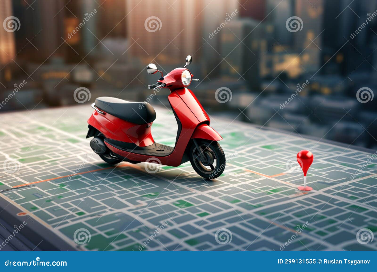 Parcel Delivery on a Scooter. Track the Courier S Movements Using a Map ...