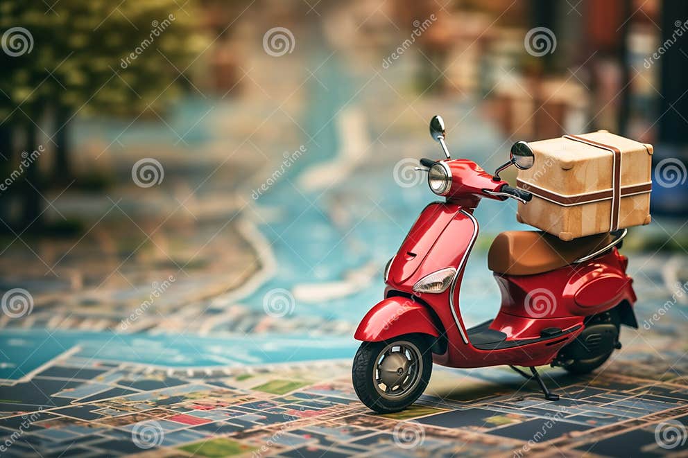 Parcel Delivery on a Scooter. Track the Courier S Movements Using a Map ...
