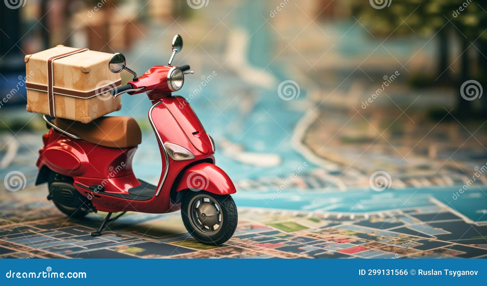 Parcel Delivery on a Scooter. Track the Courier S Movements Using a Map ...