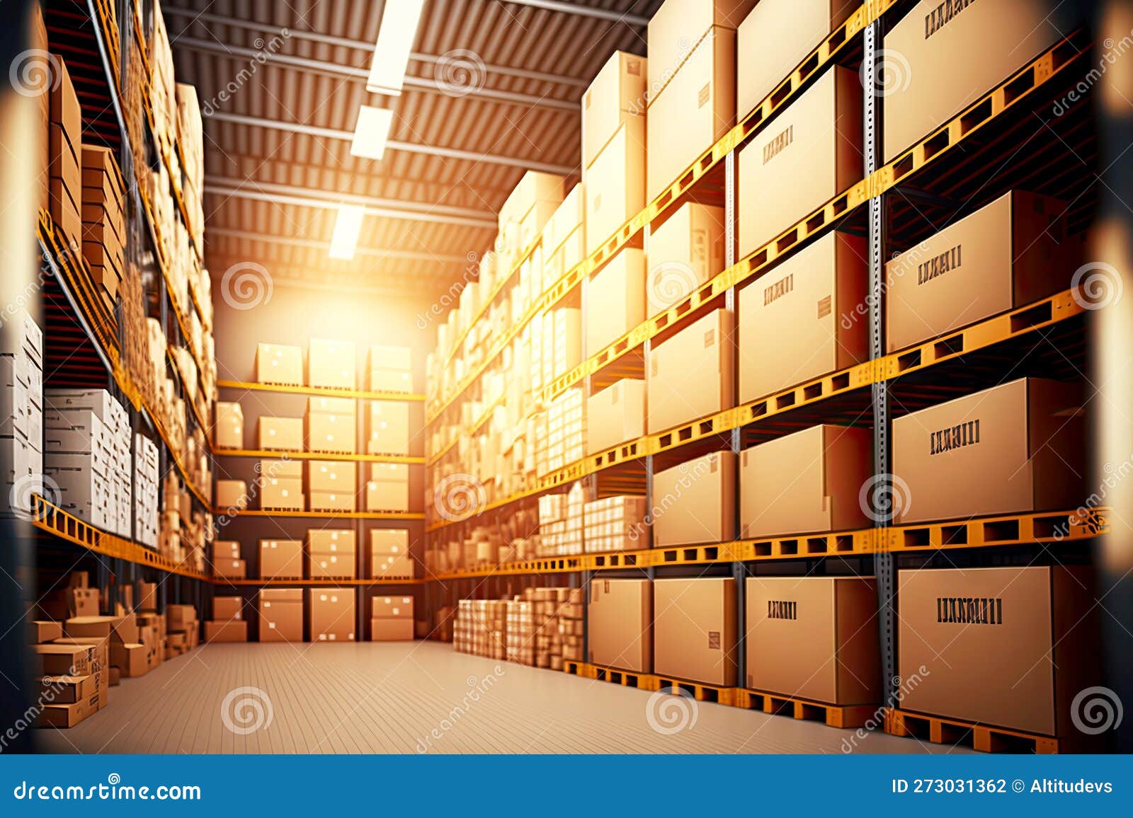 Parcel Delivery Service Boxes on Warehouse Racks Stock Illustration ...