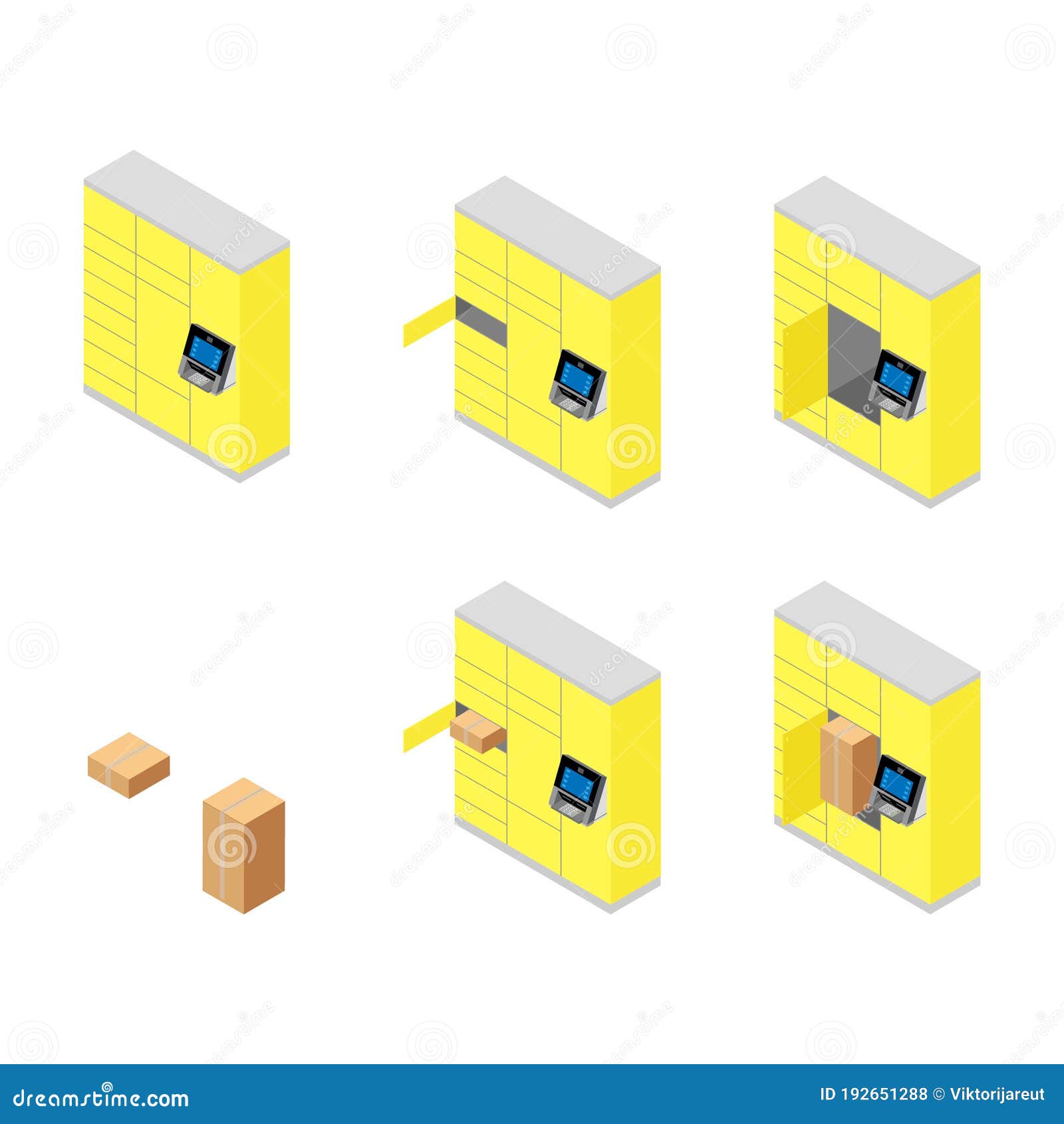Parcel Delivery Station Set Stock Illustration - Illustration of ...