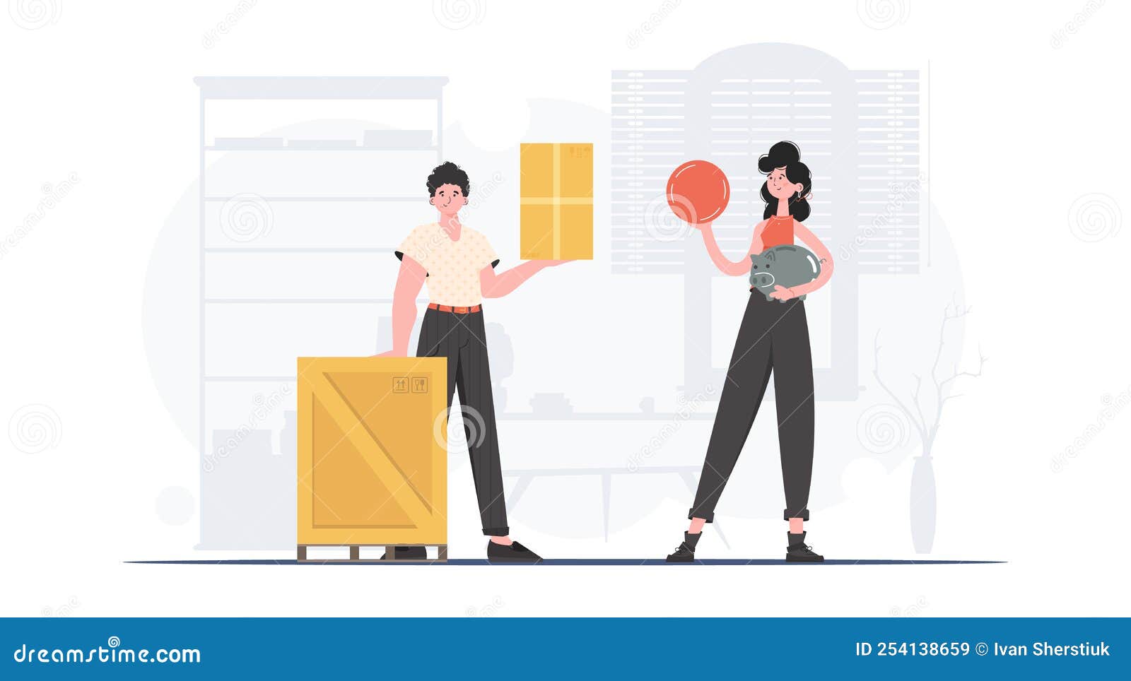 Parcel Delivery. Trendy Style. Vector Illustration. Stock Vector ...