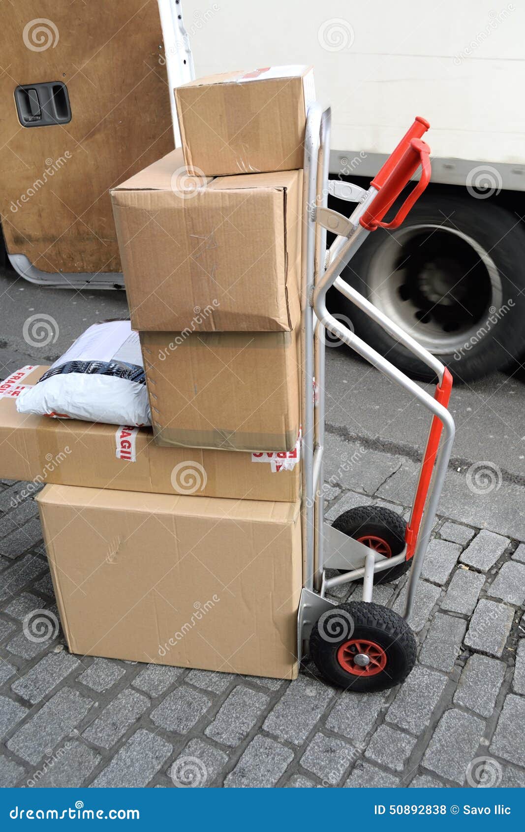 Parcel delivery stock photo. Image of stack, trolley - 50892838