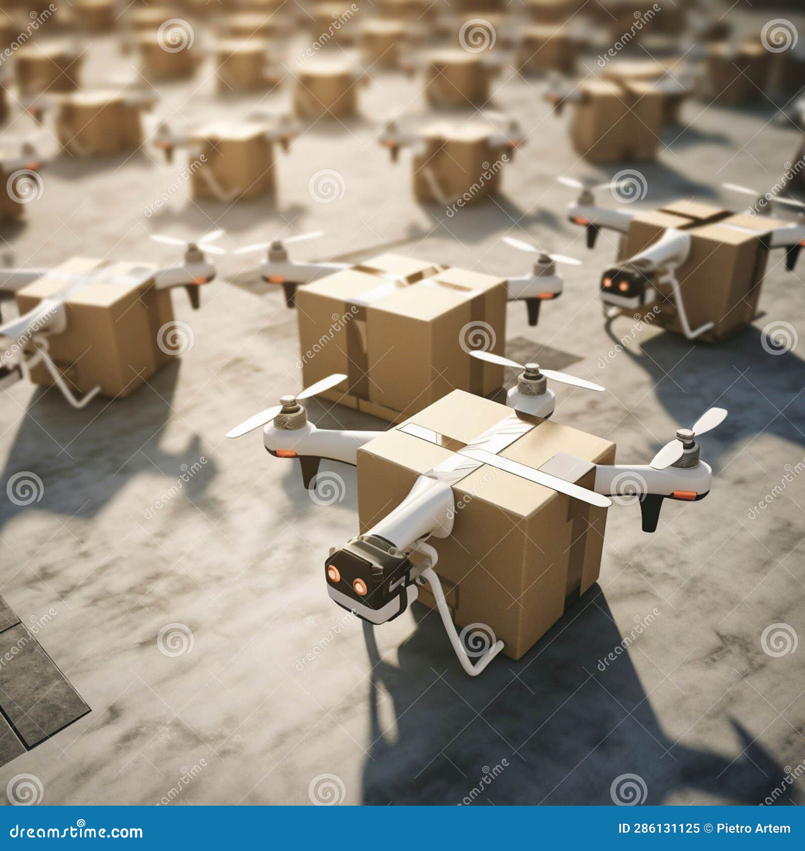Parcel Delivery Using Drones, Generative AI Stock Illustration ...