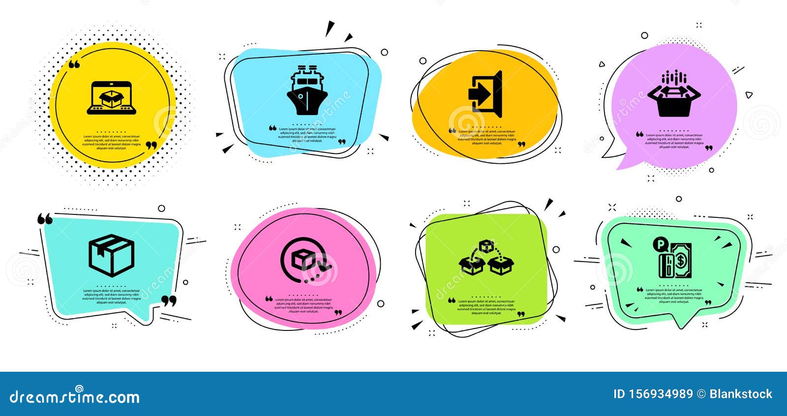 Parcel, Exit and Return Package Icons Set. Parcel Shipping, Packing ...
