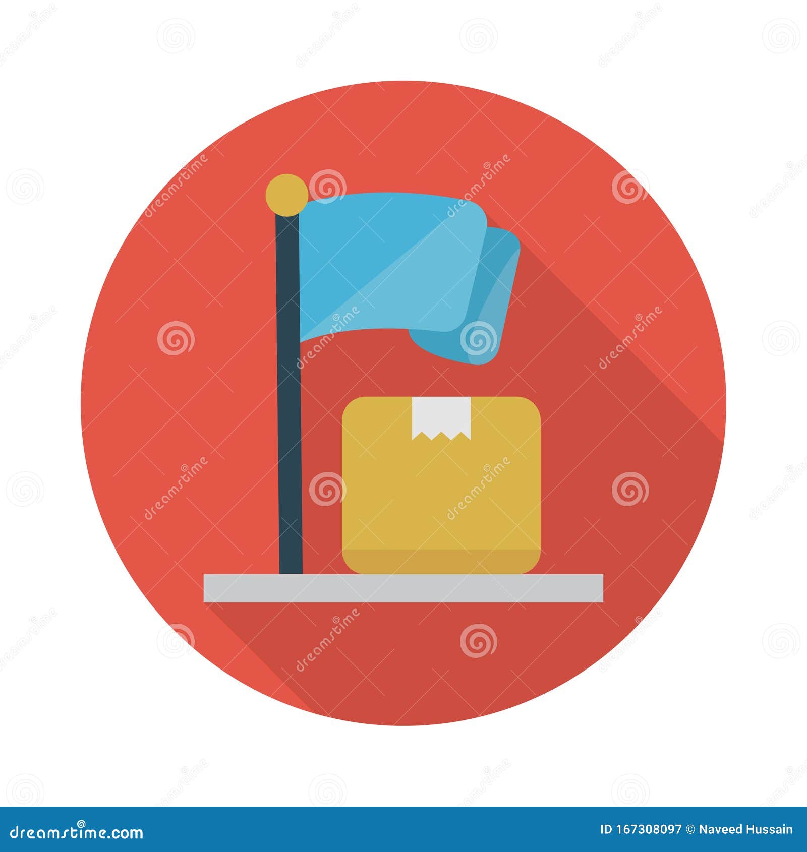 Parcel Flag Vector Flat Color Icon Stock Vector - Illustration of track ...