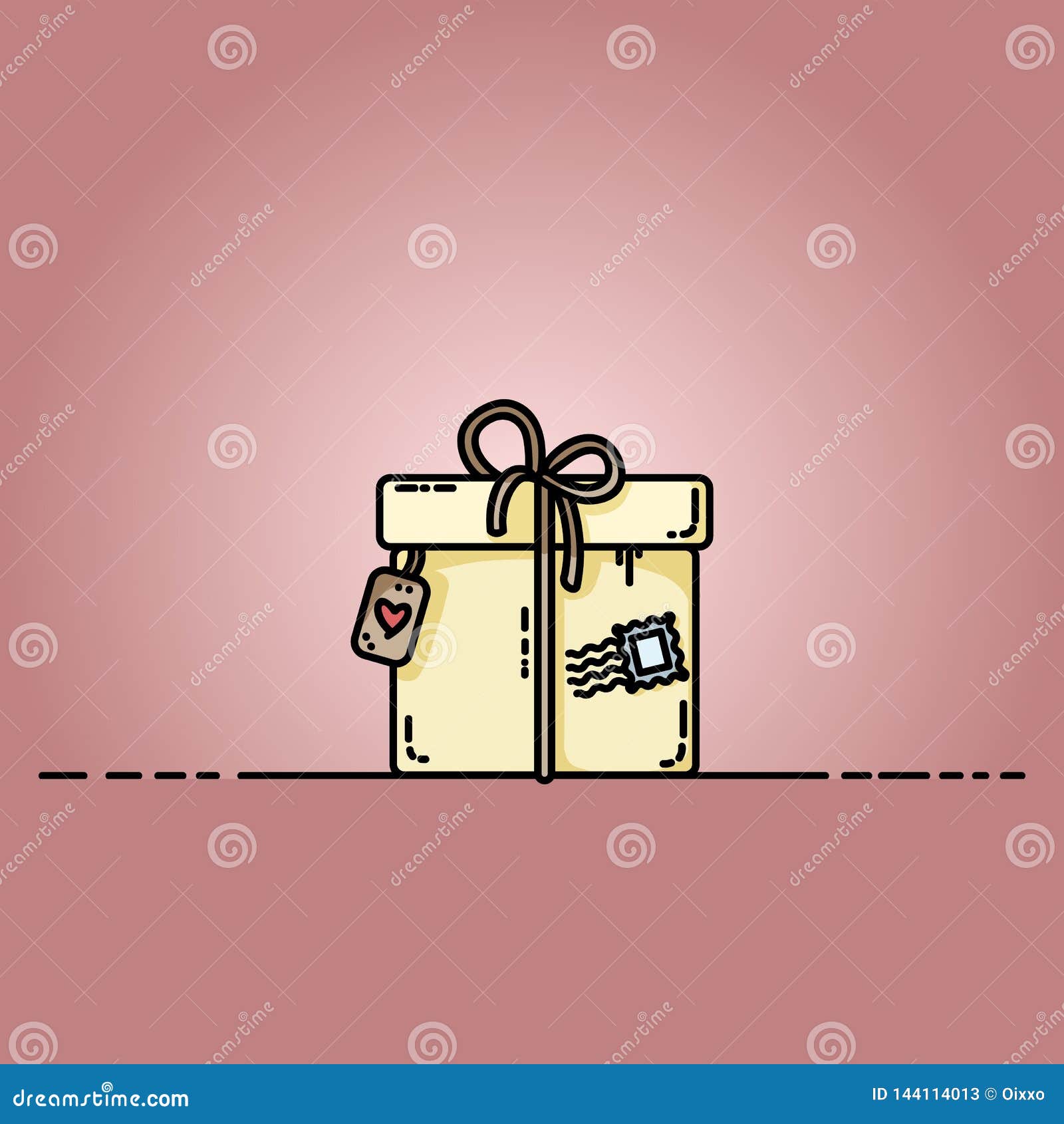 Parcel With Stamp And Label Cartoon Vector | CartoonDealer.com #3241471