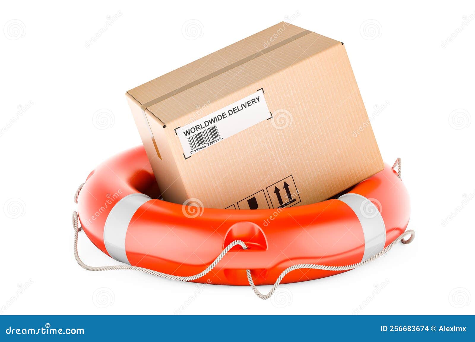 Parcel Inside Lifebuoy. Safety Delivery Concept Stock Illustration ...
