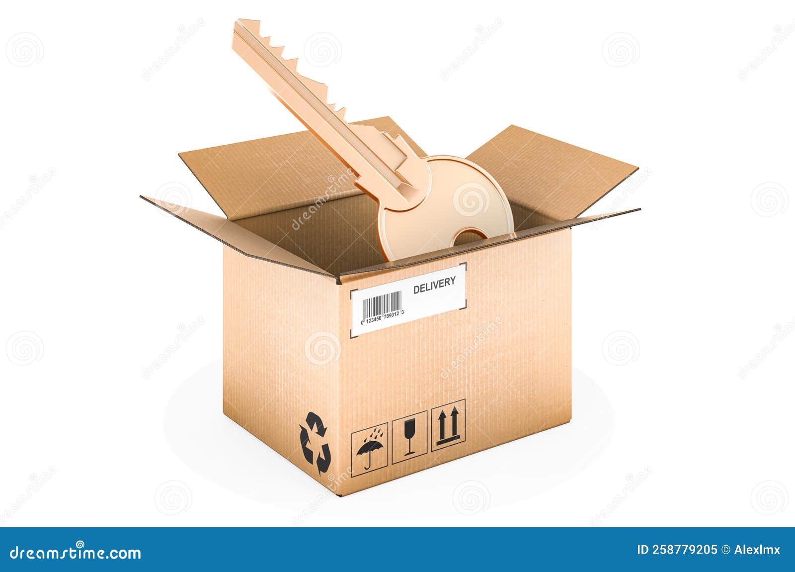 Parcel with Key, 3D Rendering Stock Illustration - Illustration of ...