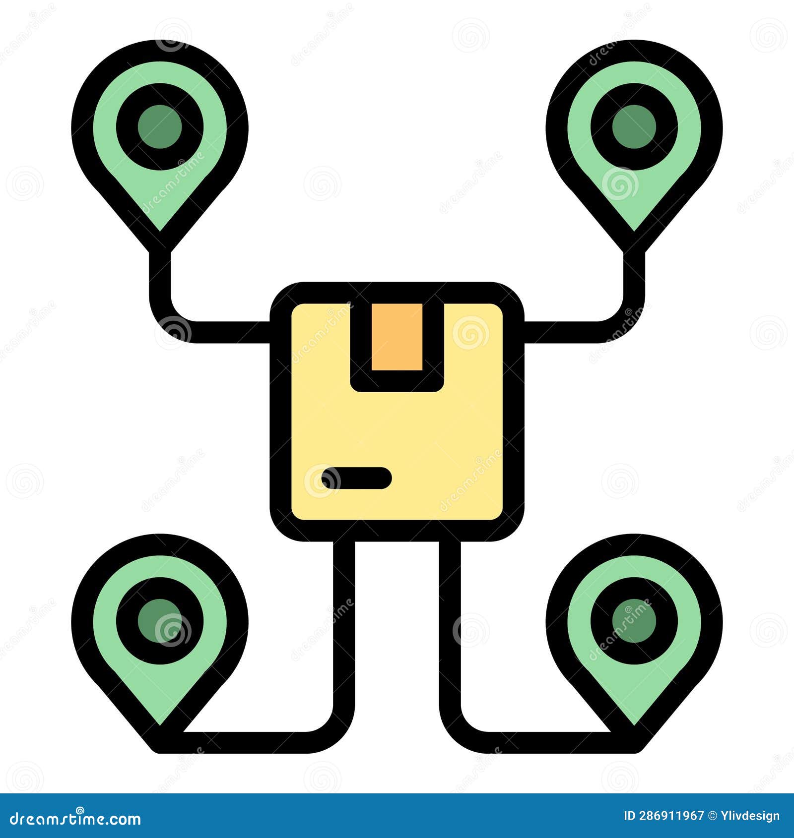 Parcel Location Icon Vector Flat Stock Vector - Illustration of thin ...