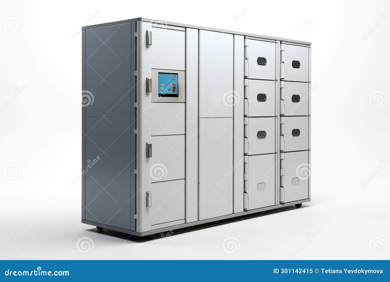 Parcel Locker with Multiple Compartments Isolated on a White Background ...