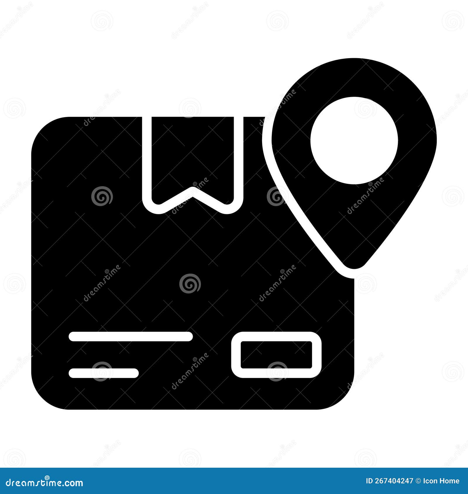 Parcel with Map Pin Denoting Icon of Delivery Location Stock Vector ...