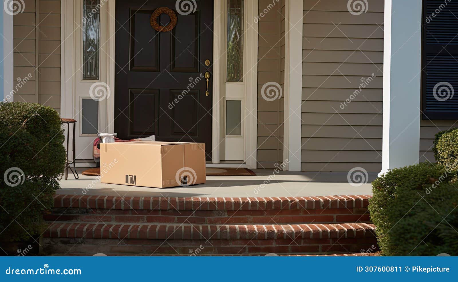 Parcel Package on Door Step Stock Illustration - Illustration of ...