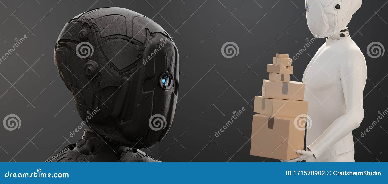 Parcel Package Humanoid Robot Artificial Intelligence 3d-illustration ...