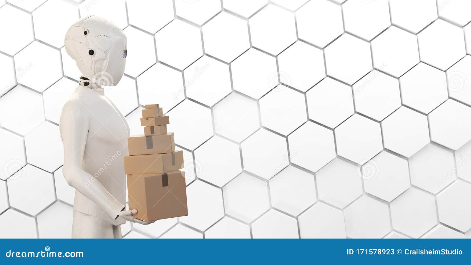 Parcel Package Humanoid Robot Artificial Intelligence 3d-illustration ...