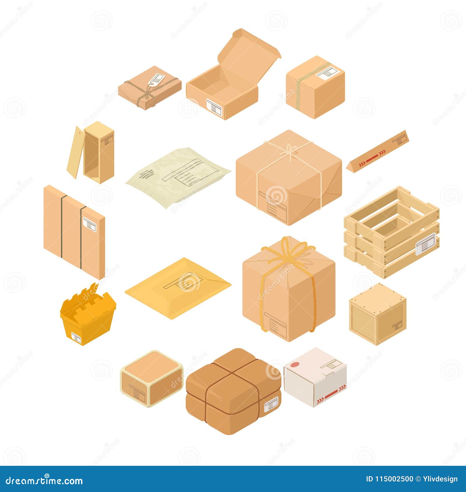 Parcel Packaging Box Icons Set, Isometric Style Stock Vector ...