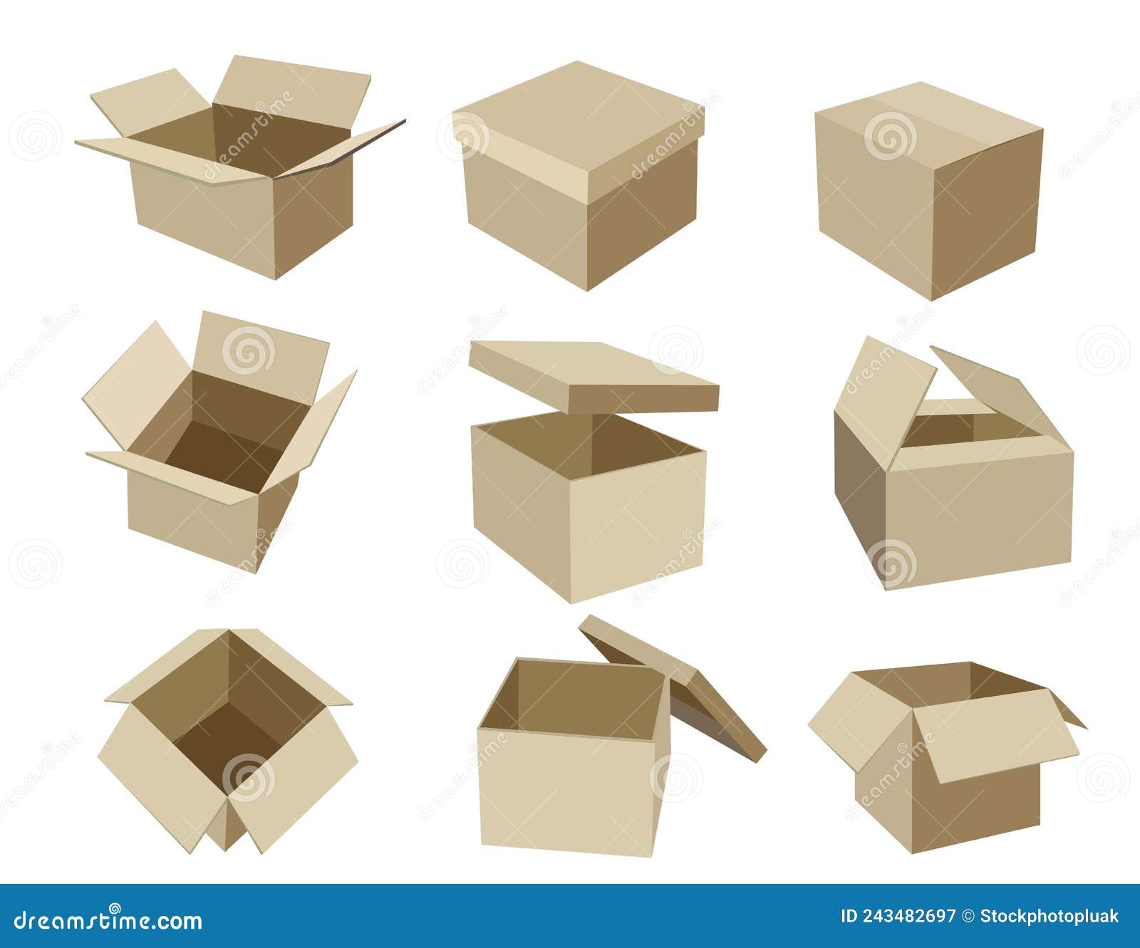 Parcel Packaging Isometric Packaging Boxes Set Stock Vector ...