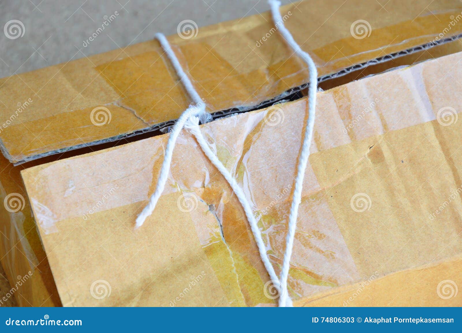 Parcel Rope Cut and Open Brown Postal Box Stock Image - Image of tied ...