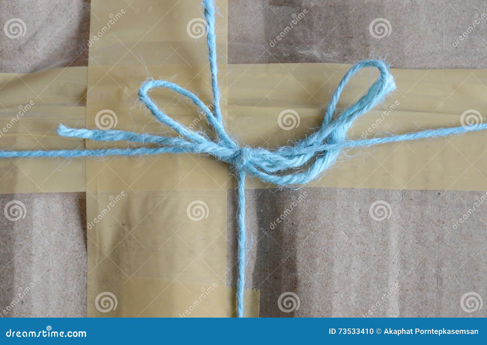 Parcel Rope Tying Around Brown Postal Box Stock Photo - Image of send ...