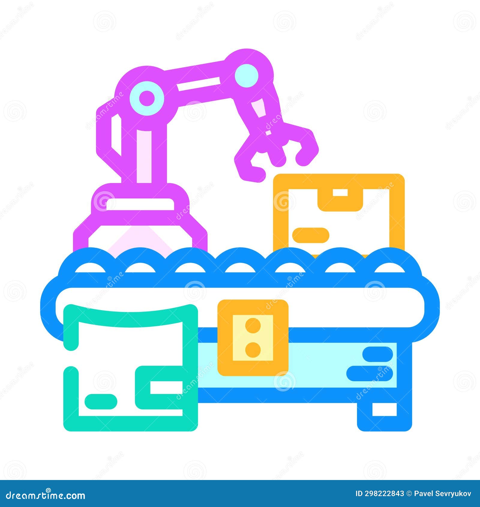 Parcel Sorting Autonomous Delivery Color Icon Vector Illustration Stock ...