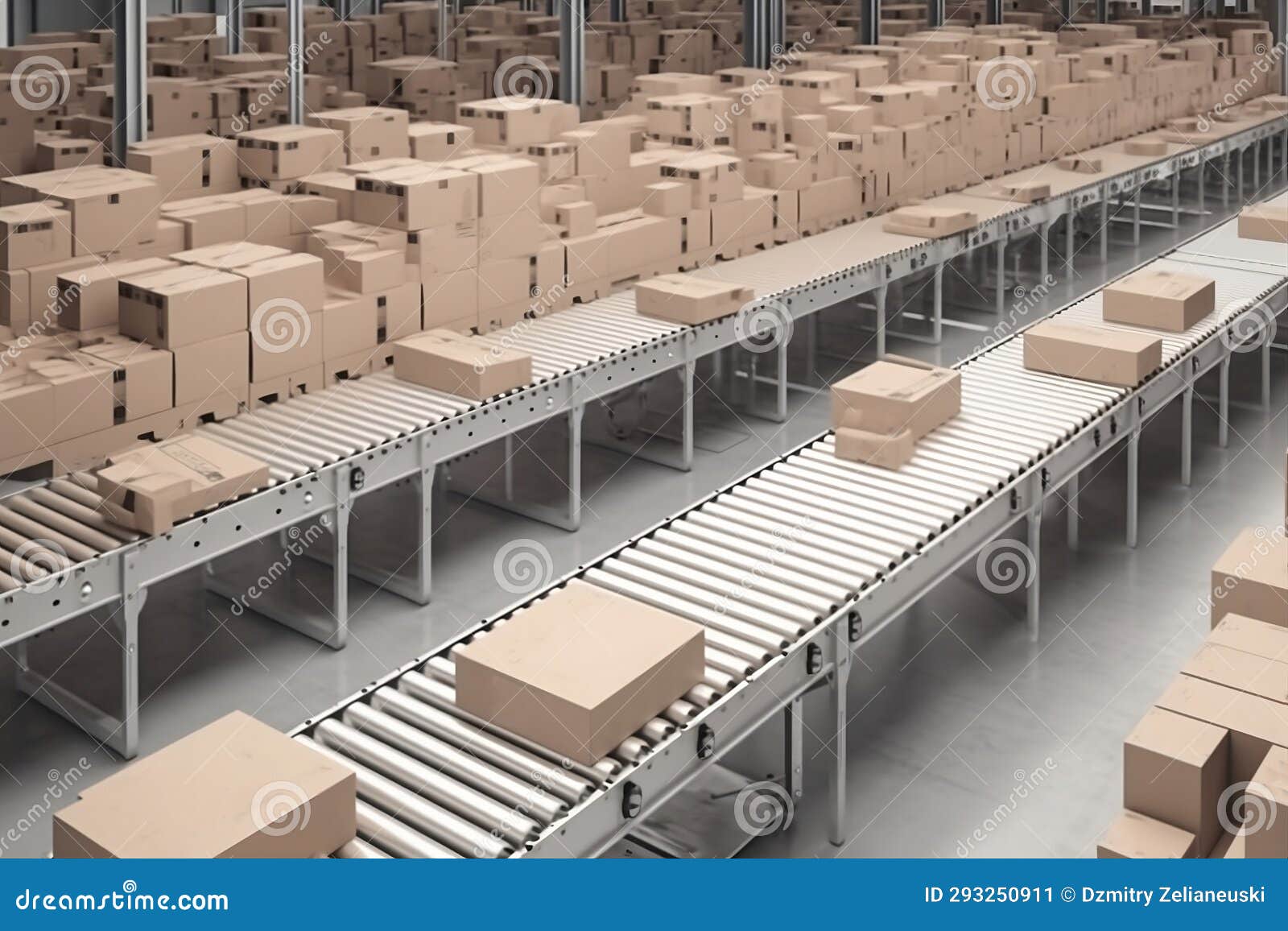 Parcel on a Sorting Belt. Generative AI. Stock Image - Image of ...