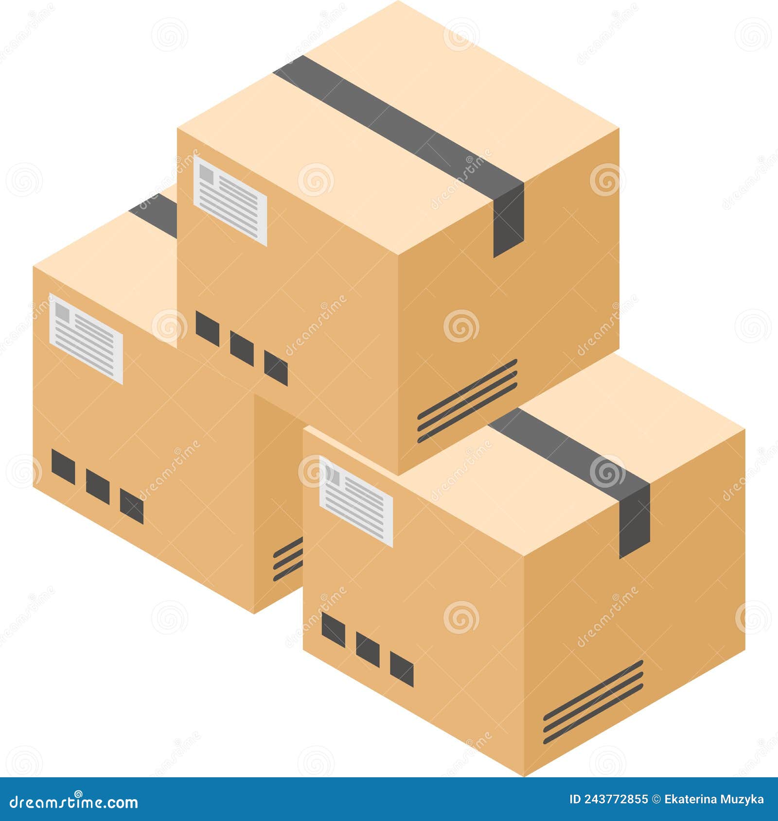 Parcel Stack 3d Icon Cardboard Box Pile Vector Stock Vector ...