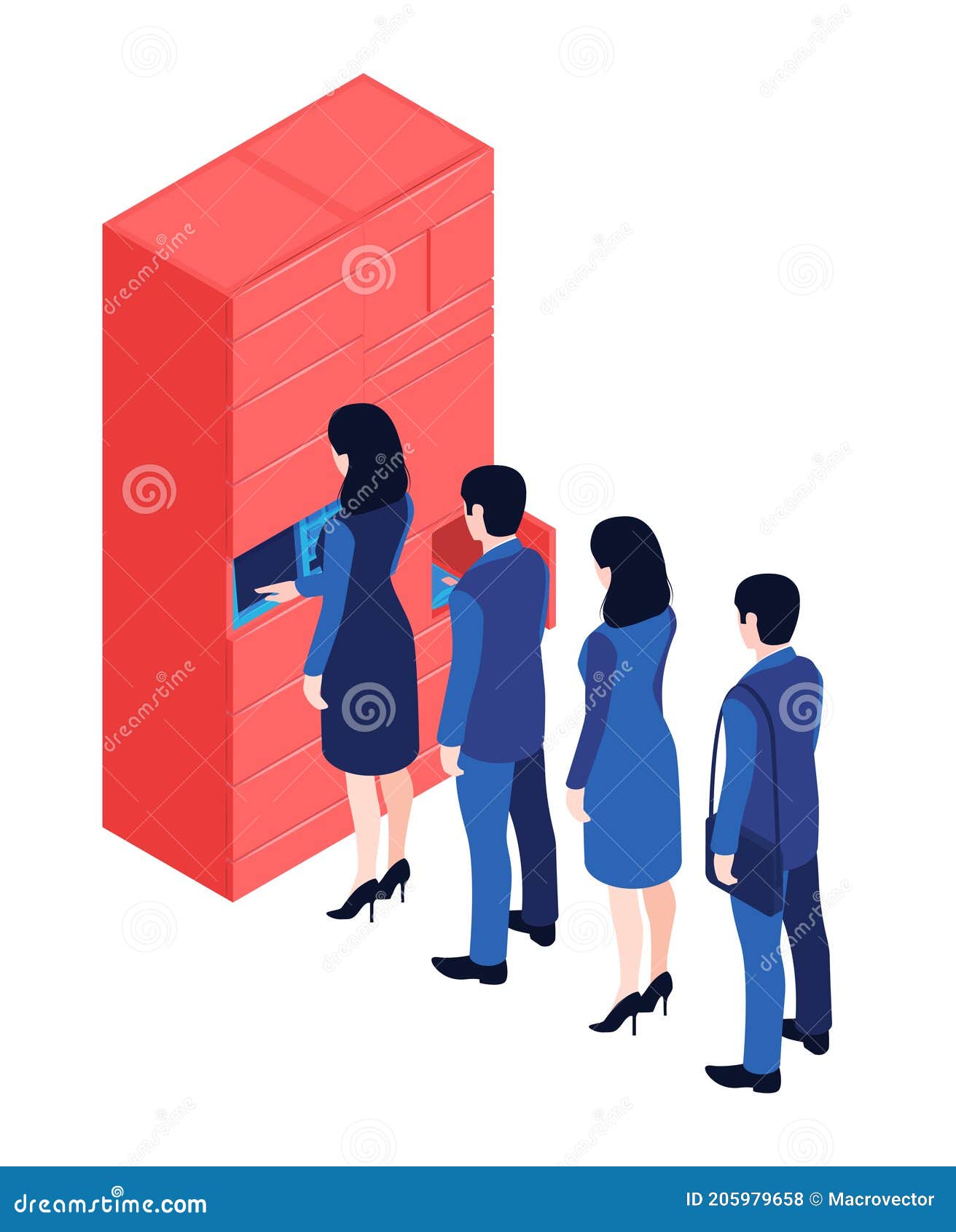 Parcel Terminal Queue Composition Stock Vector - Illustration of ...