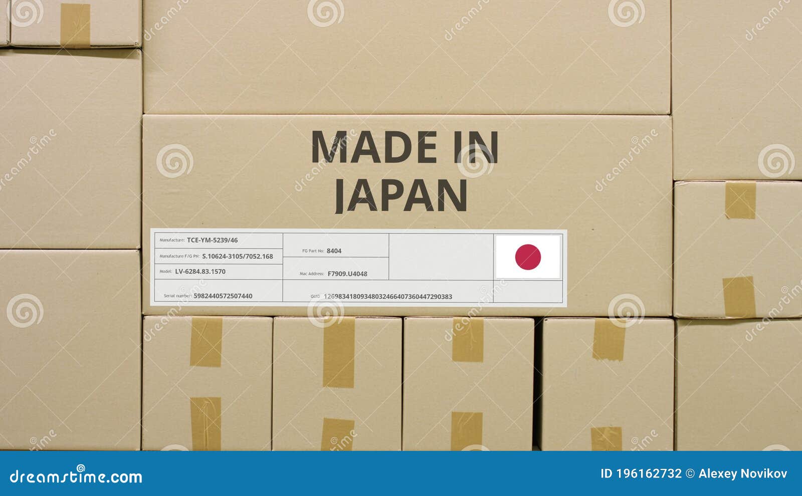 Parcel with MADE in JAPAN Text and Flag, Production and Transportation ...