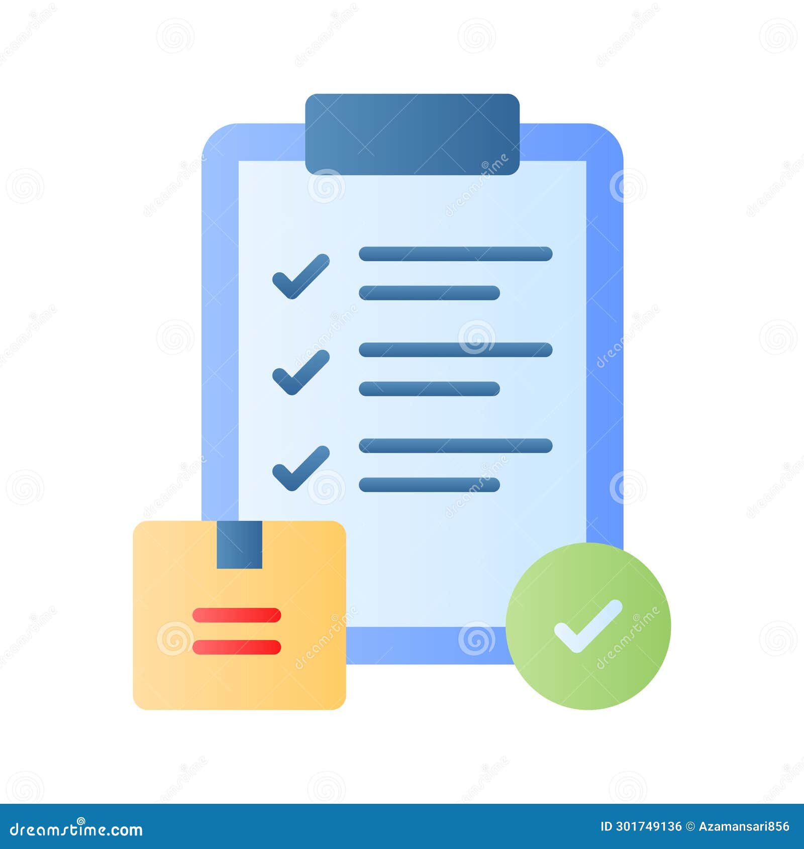 Parcel with Tick Mark and Clipboard Denoting Concept Icon of Approved ...