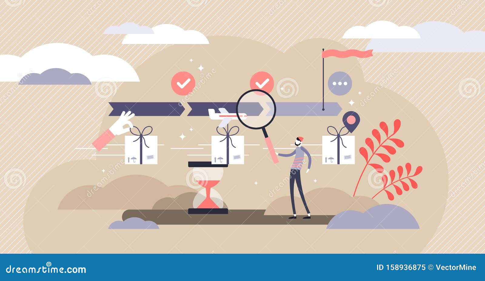 Parcel Tracking Vector Illustration. Flat Tiny Order Status Persons ...