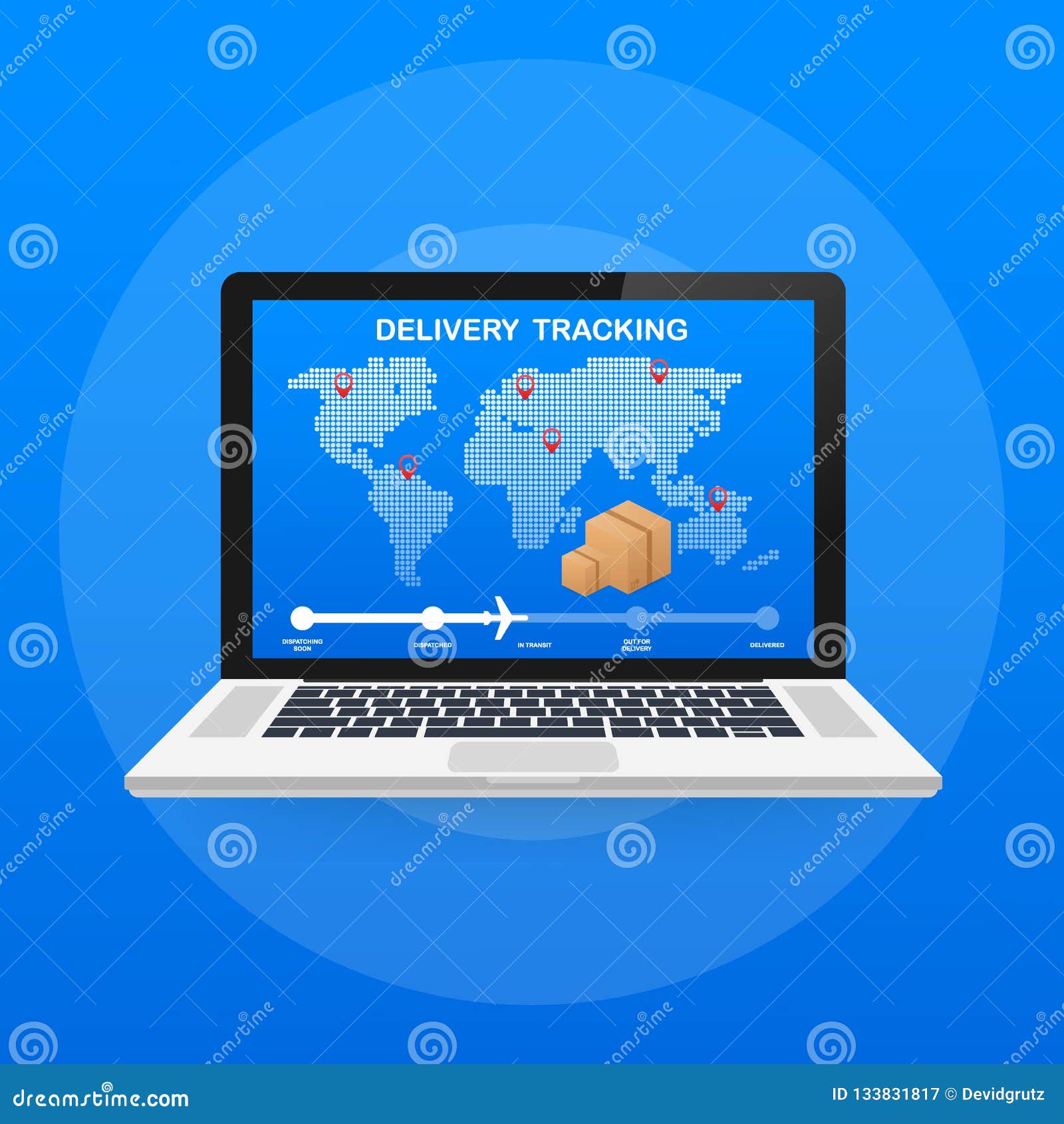 Parcel Tracking Website on Laptop Screen. Online Package Tracking ...