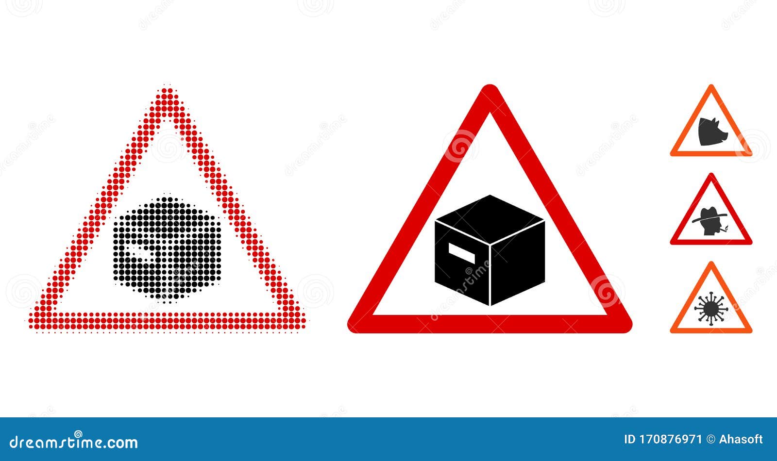 Parcel Warning Halftone and Solid Icon Stock Vector - Illustration of ...