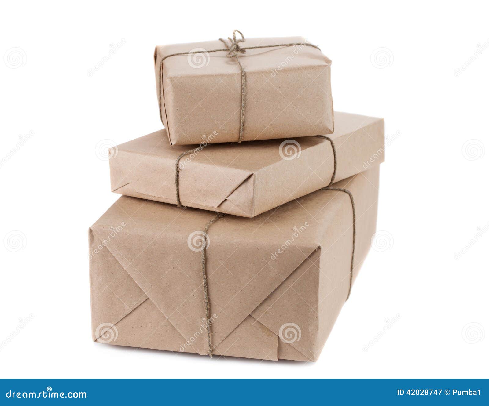 Parcel Wrapped In Brown Paper And Nigella Flower Stock Image ...