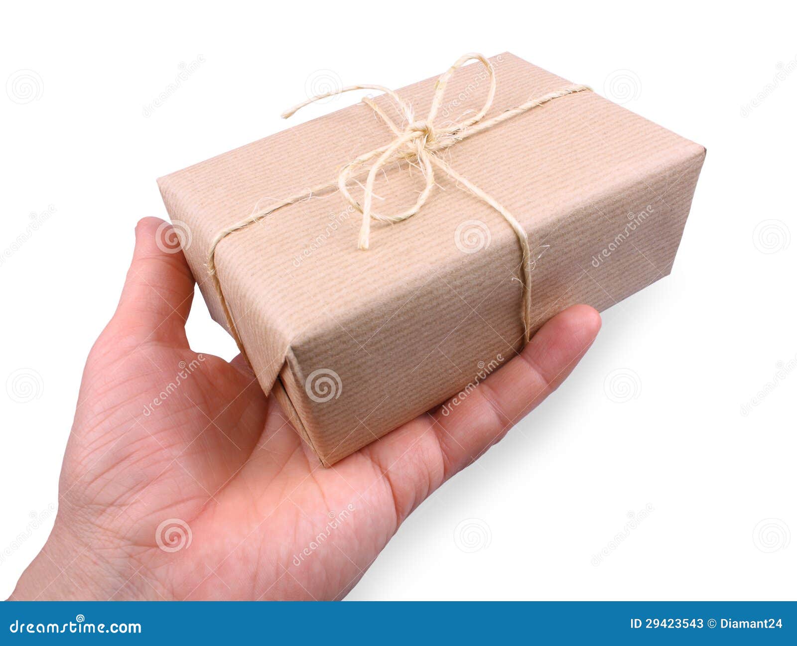 Parcel Wrapped in Brown Paper in Man S Hand Stock Image - Image of ...