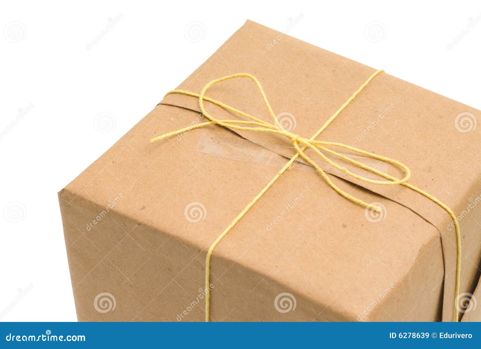 Parcel Wrapped in Brown Paper and Tied. Stock Image - Image of brown ...