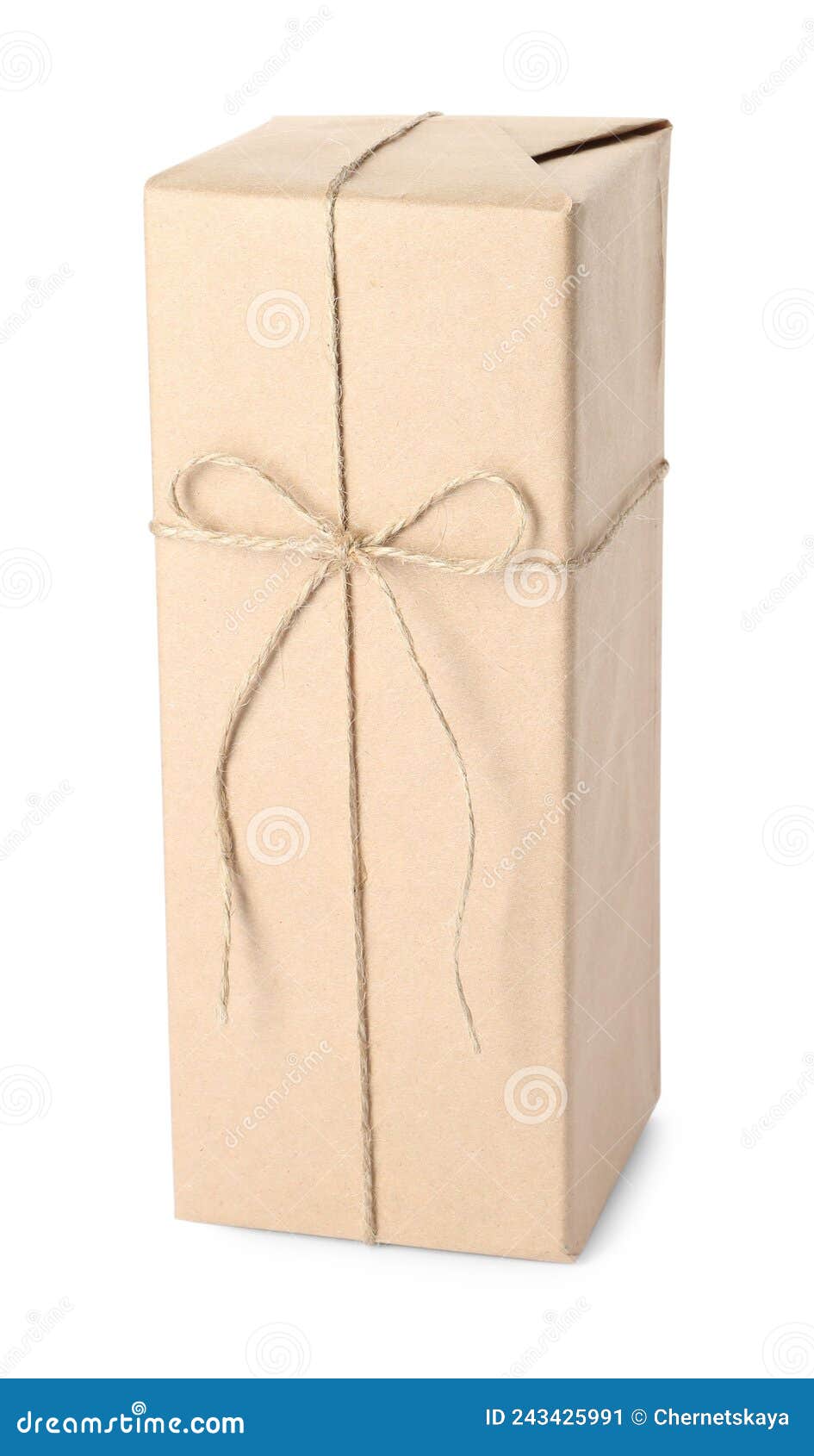 Parcel Wrapped with Kraft Paper and Twine Isolated Stock Image - Image ...