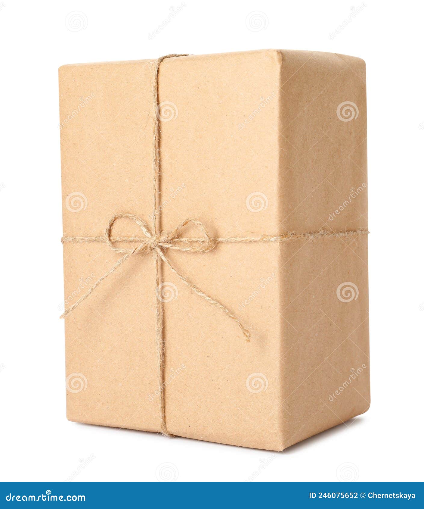 Parcel Wrapped with Kraft Paper and Twine Isolated on White Stock Photo ...
