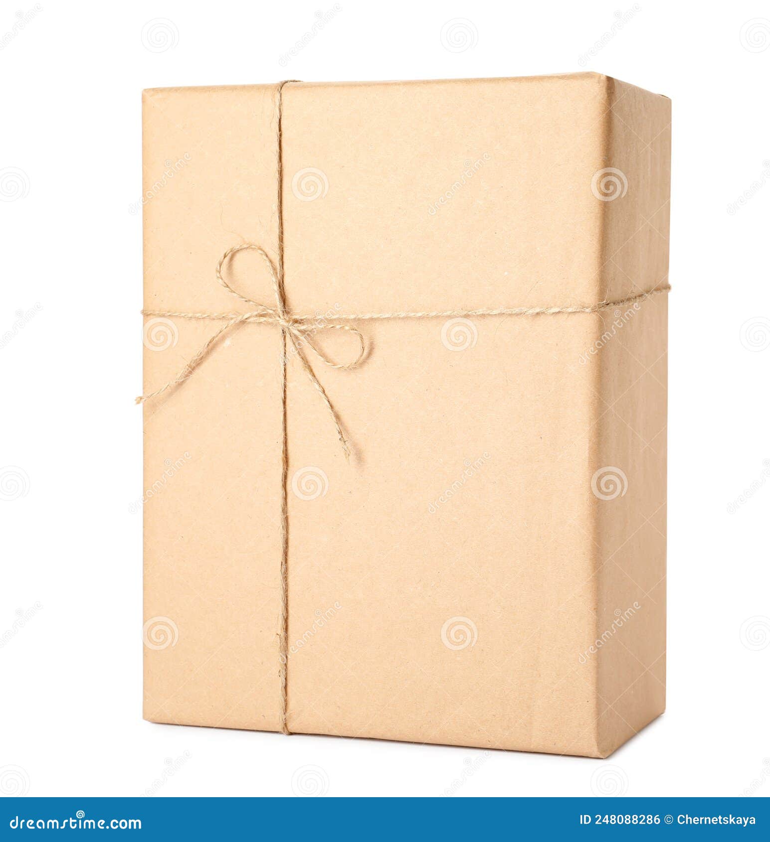 Parcel Wrapped with Kraft Paper and Twine Isolated on White Stock Photo ...