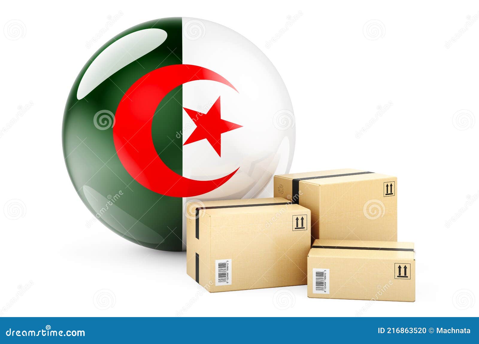 Parcels with Algiers Flag. Shipping and Delivery in Algeria, Concept ...