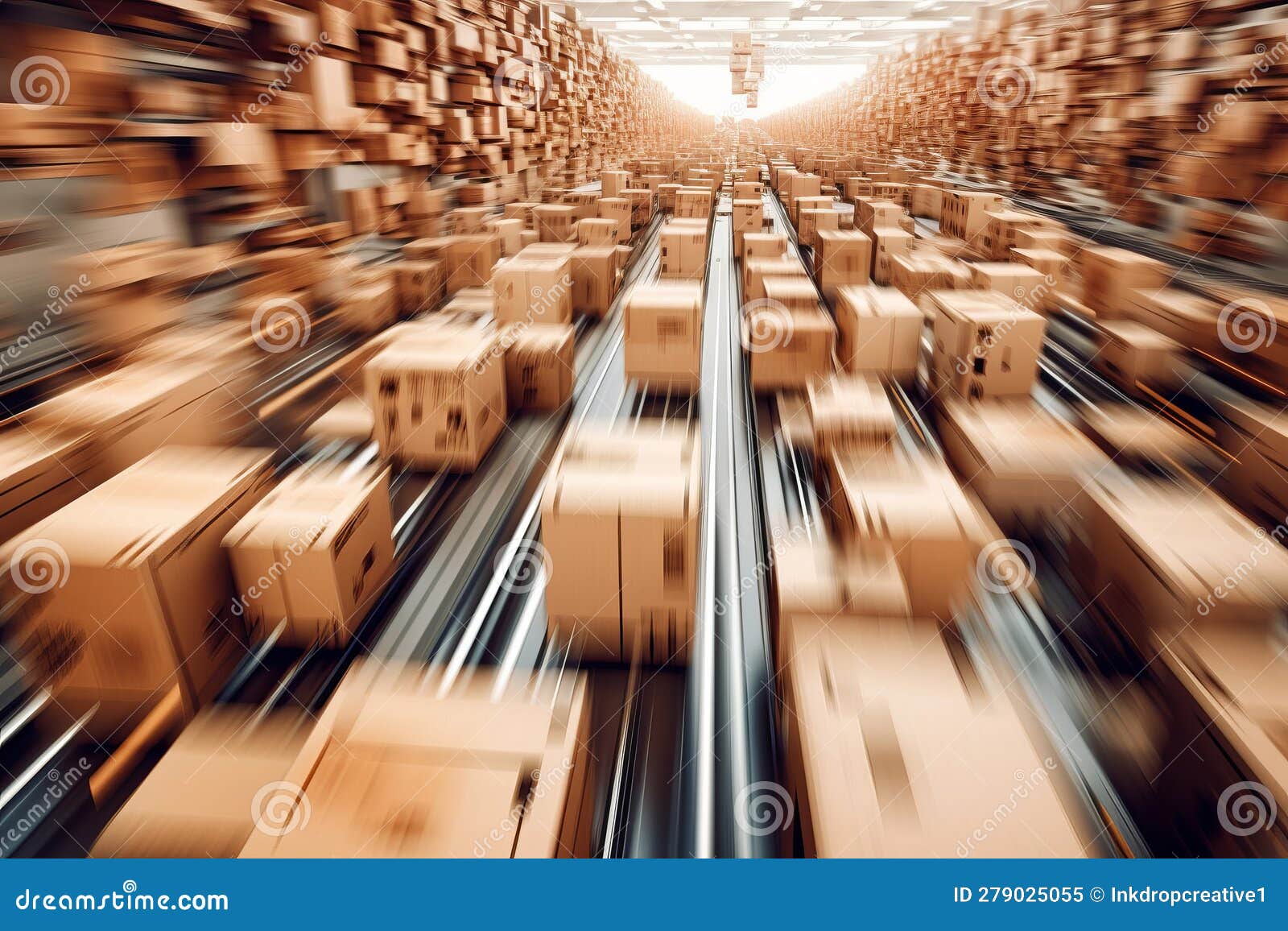 Parcels and Boxes on a Distribution Production Line. Generative Ai ...