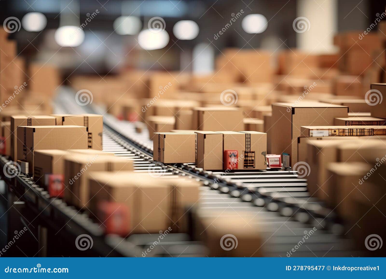 Parcels and Boxes on a Distribution Production Line. Generative Ai ...