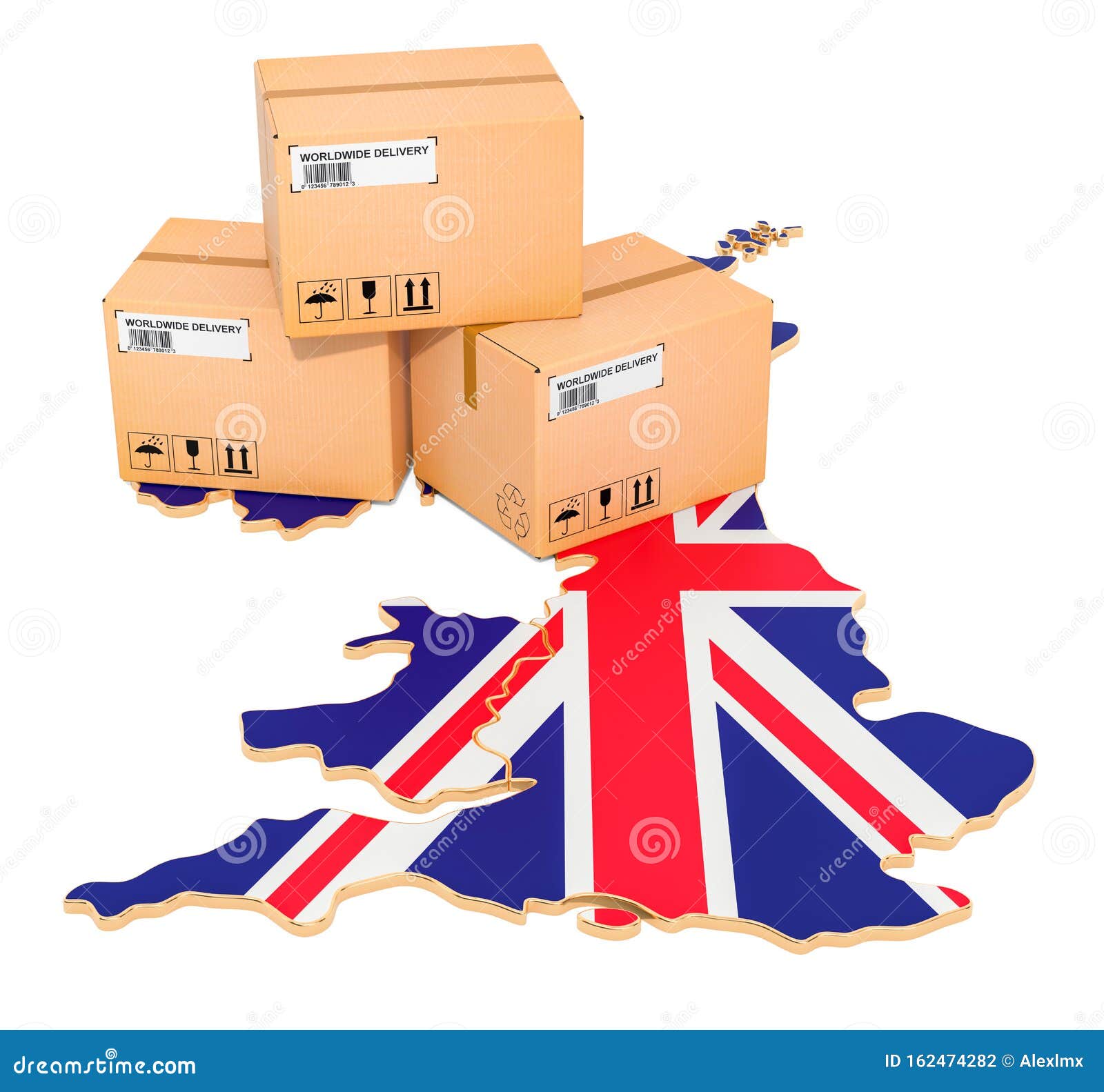 Parcels on the British Map. Shipping in the Great Britain, Concept ...