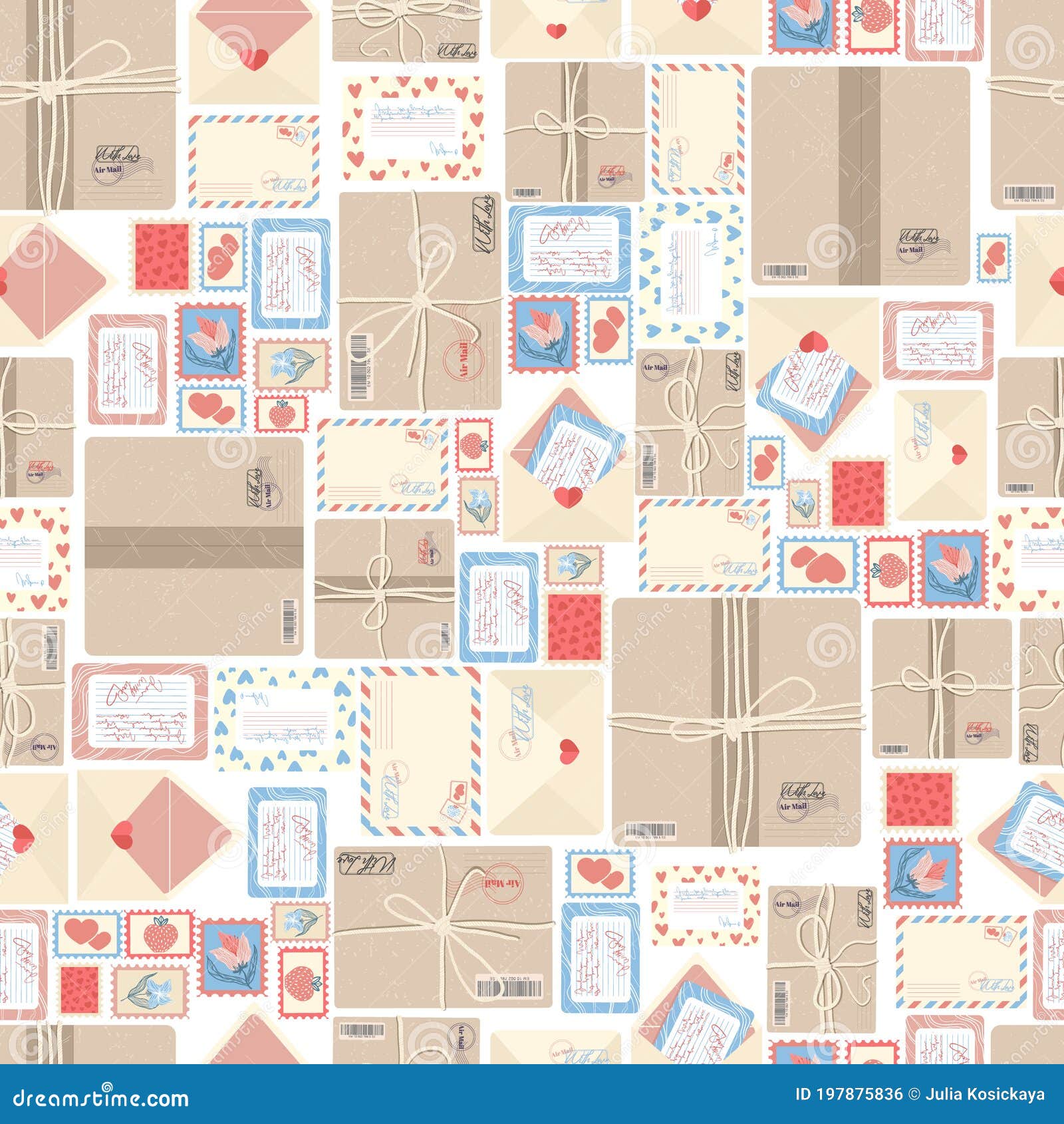 Parcels, Envelope And Postage Stamps, Postal Service Packs And Letters ...