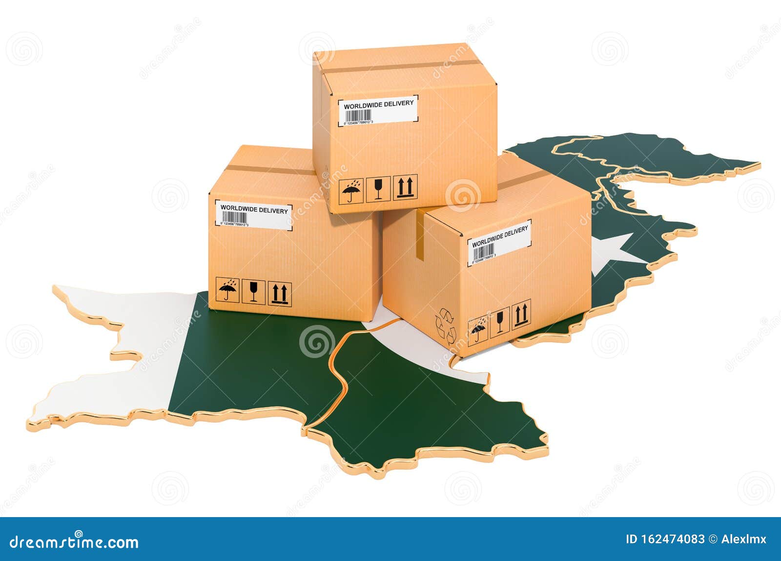 Parcels on the Pakistani Map. Shipping in Pakistan, Concept Stock ...