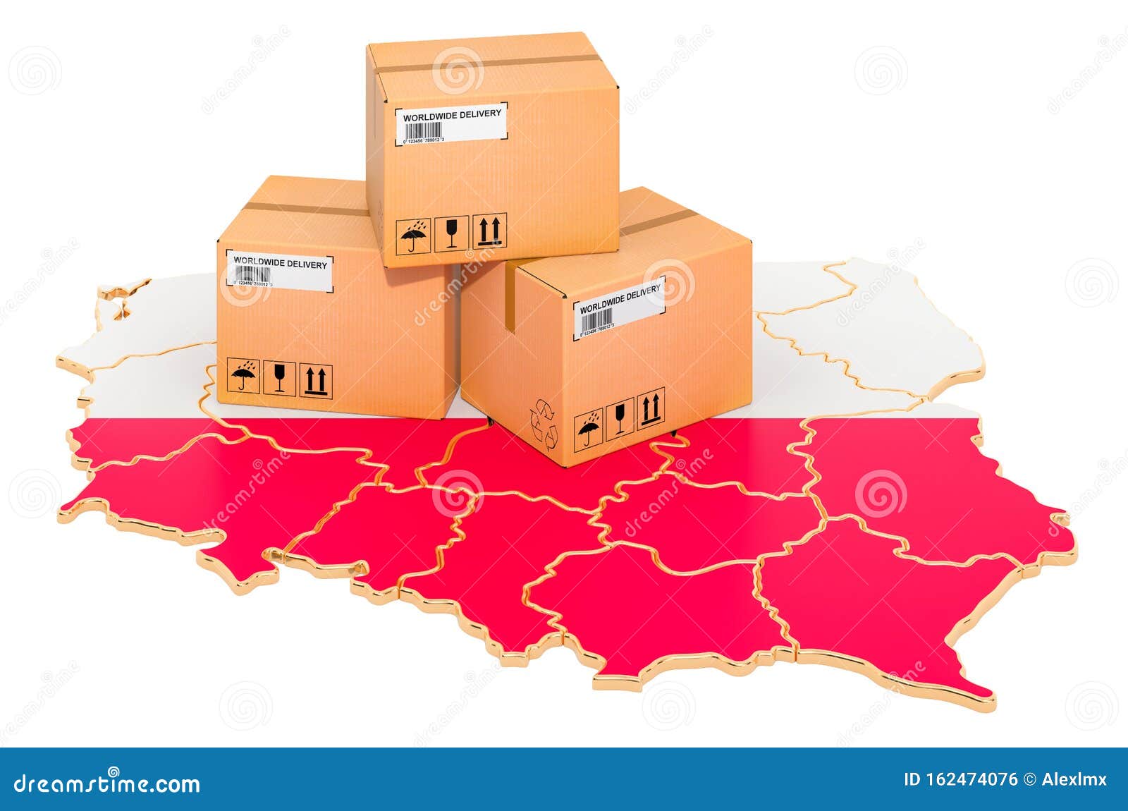 Parcels on the Polish Map. Shipping in Poland, Concept Stock ...