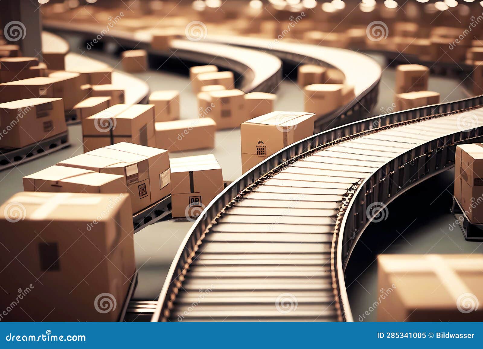 Parcels Run Over an Assembly Line Background. Generative Ai Design ...